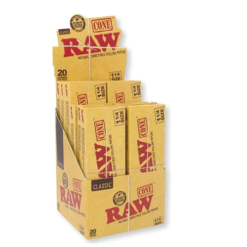 RAW - Classic Pre-Rolled Cones - 20 pack - 1 1/4 Size – A&I Family ...