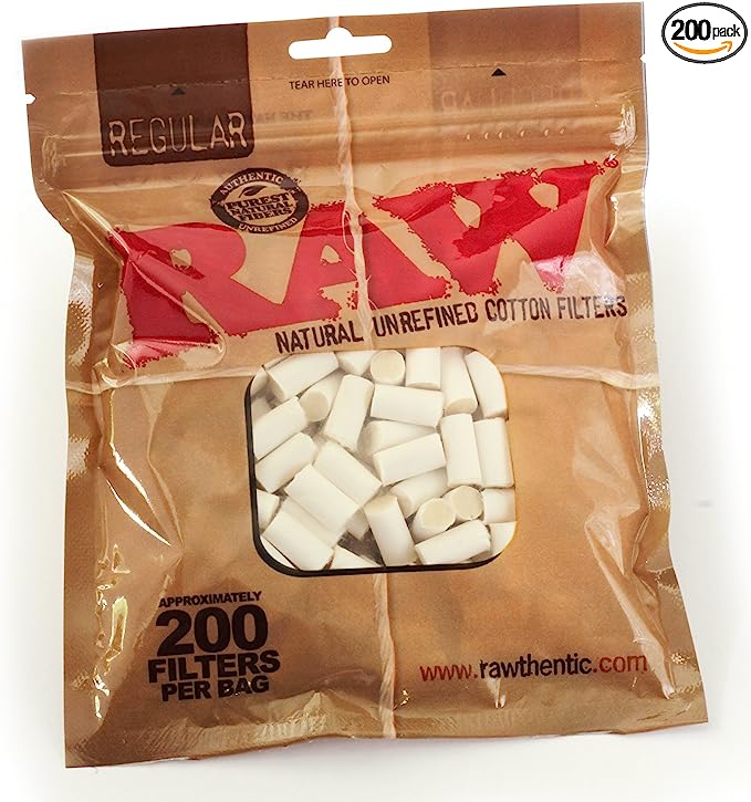 Raw - Regular Natural Unrefined Cotton Filter Tips, 8 mm, Pack of 200 ...