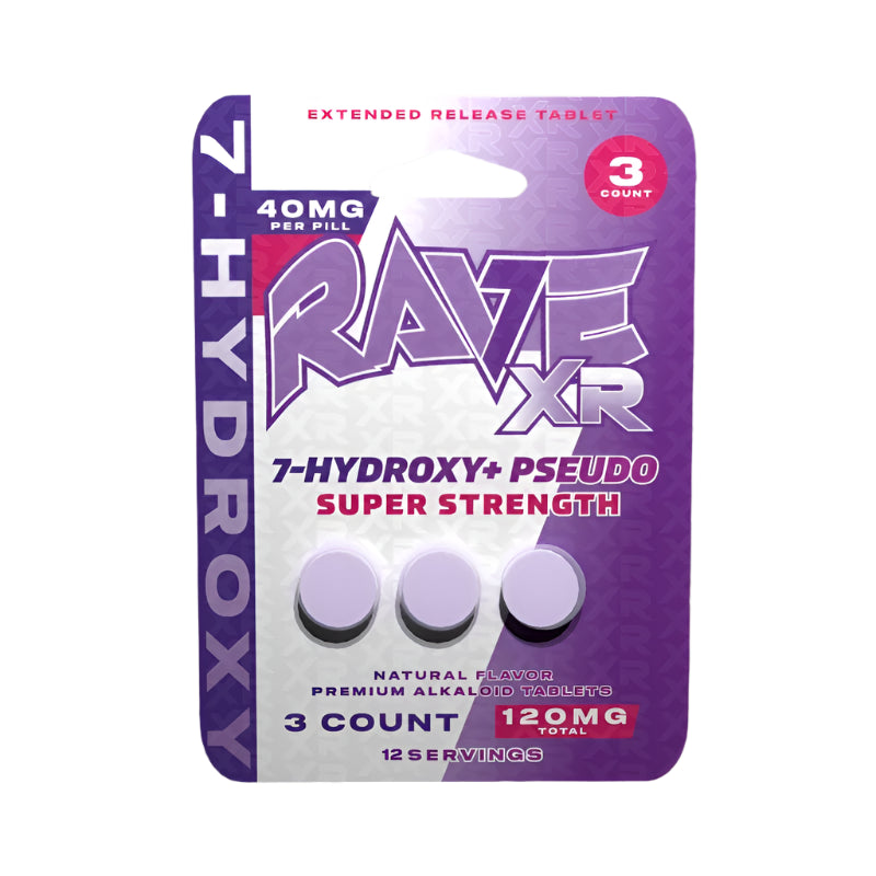 Rave - 7-Hydroxymitragynine + Pseudo Super Strength XR - 40mg 10 Pack ...