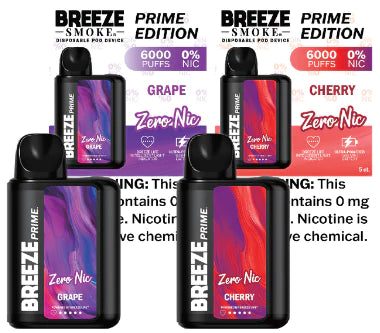 Breeze Pro Prime 6000 Puff Zero Nicotine Disposable Nicotine – A&I ...