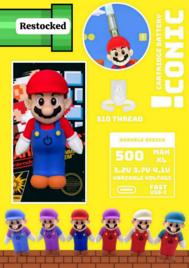 Iconic Mario - 510 Cartridge Battery – A&I Family Wholesale